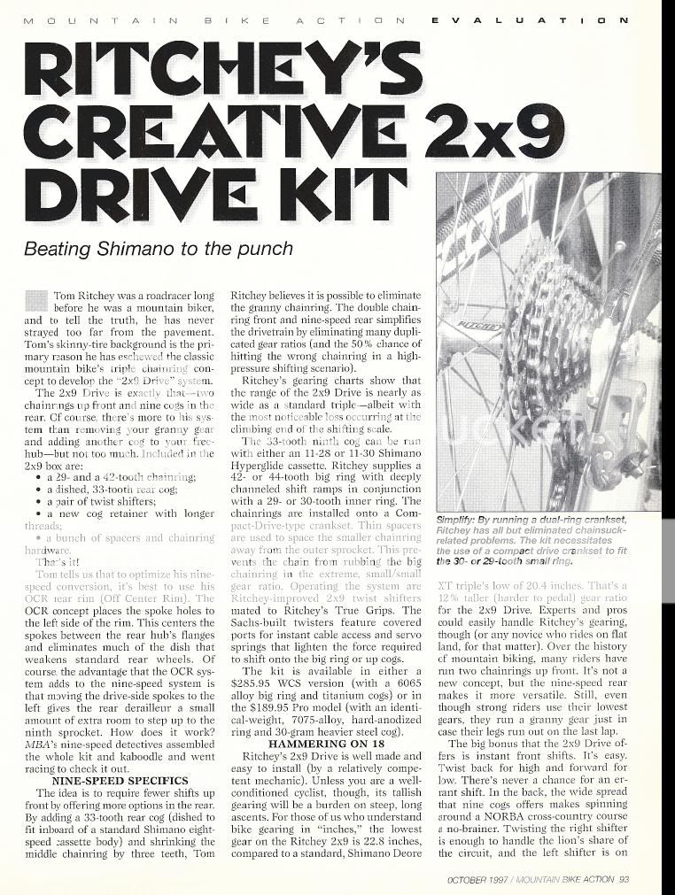 How to Run 2x9 circa 1997 | Mountain Bike Reviews Forum